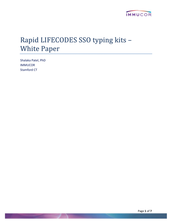LIFECODES Rapid SSO HLA Typing Kits | Transplant HLA Genotyping | Immucor