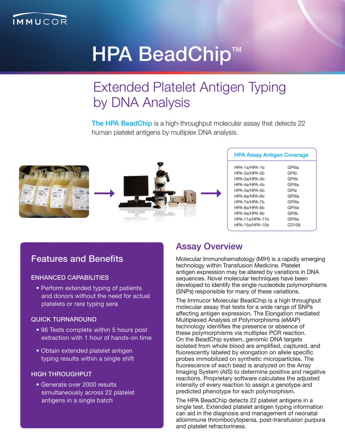 Platelet Antigen Identification | HPA BeadChip | Immucor