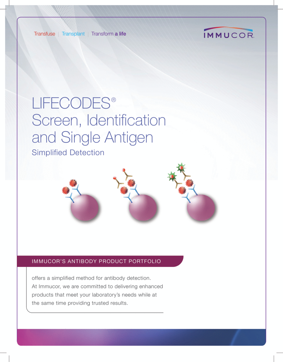 LIFECODES Screening Assay | Antibody Testing Portfolio | Immucor