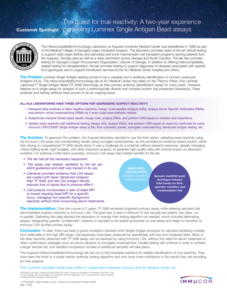 LIFECODES Single Antigen Assays | Antibody Testing Portfolio | Immucor